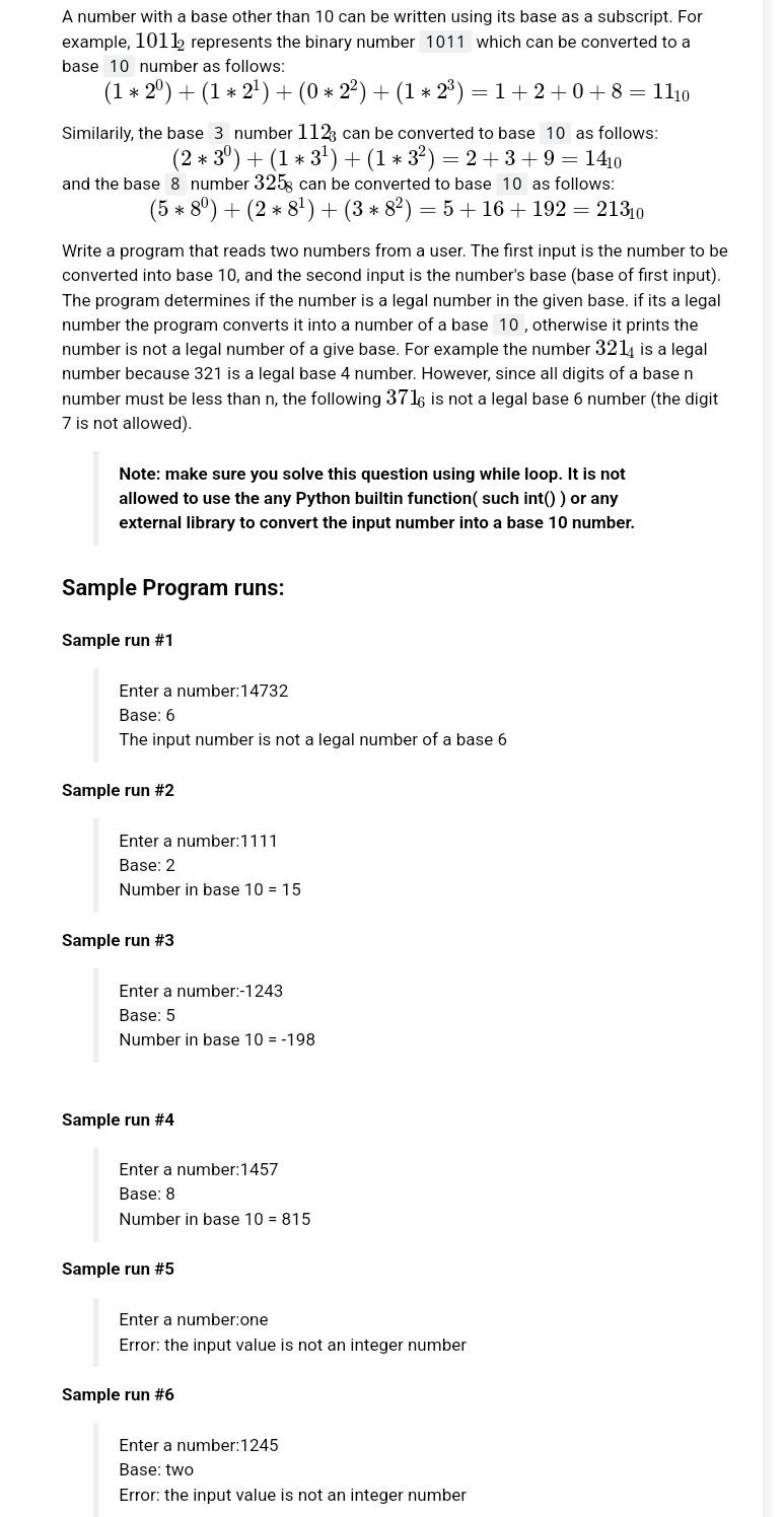 Solved A number with a base other than 10 can be written | Chegg.com
