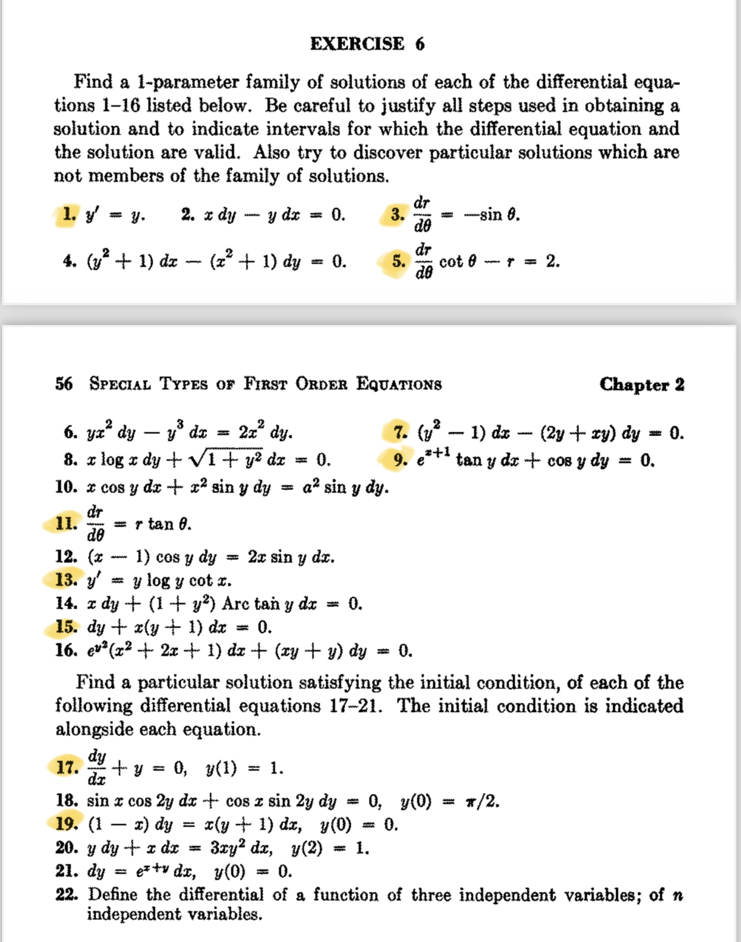 Solved EXERCISE 6Find a 1-parameter family of solutions of | Chegg.com