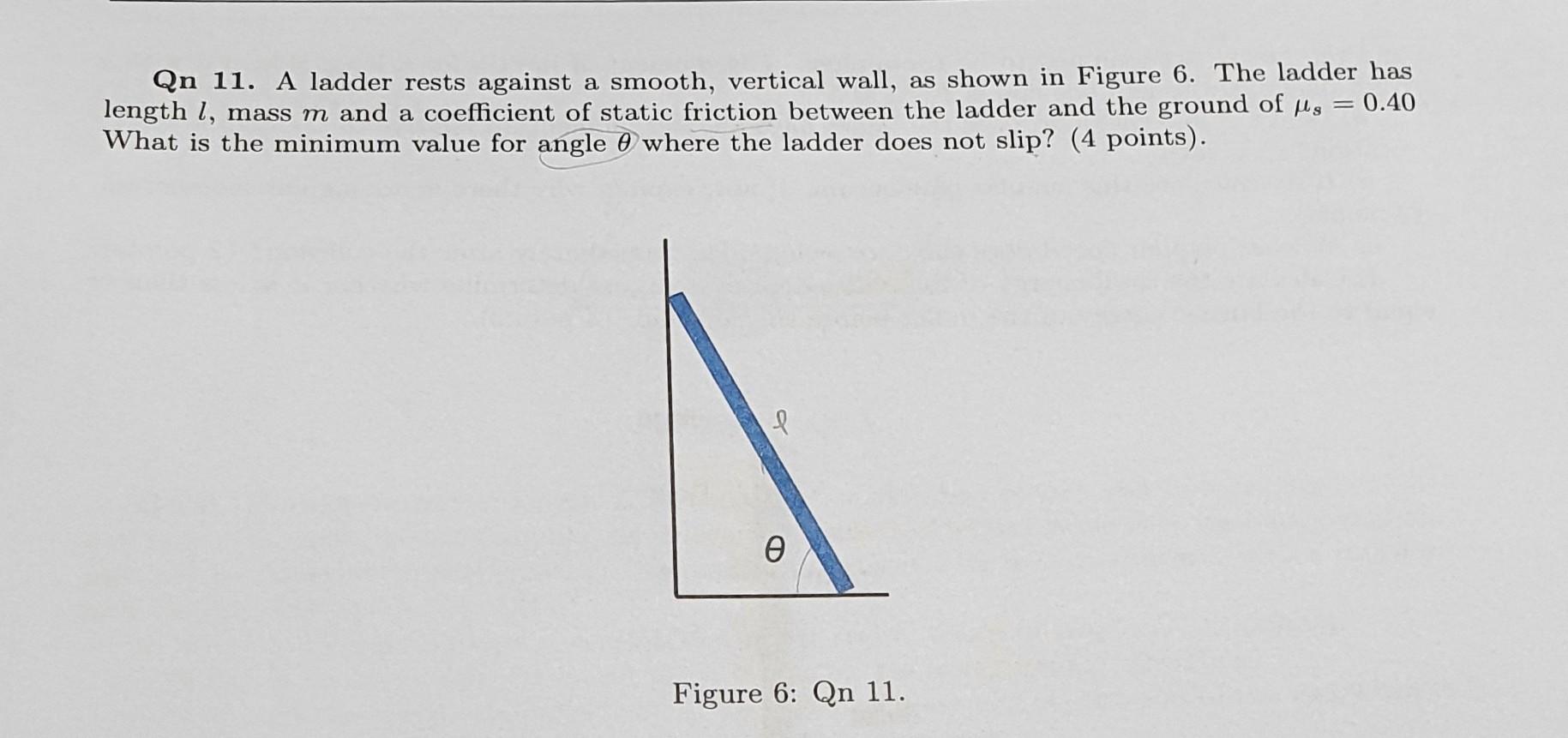 Solved Qn 11. A ladder rests against a smooth, vertical | Chegg.com