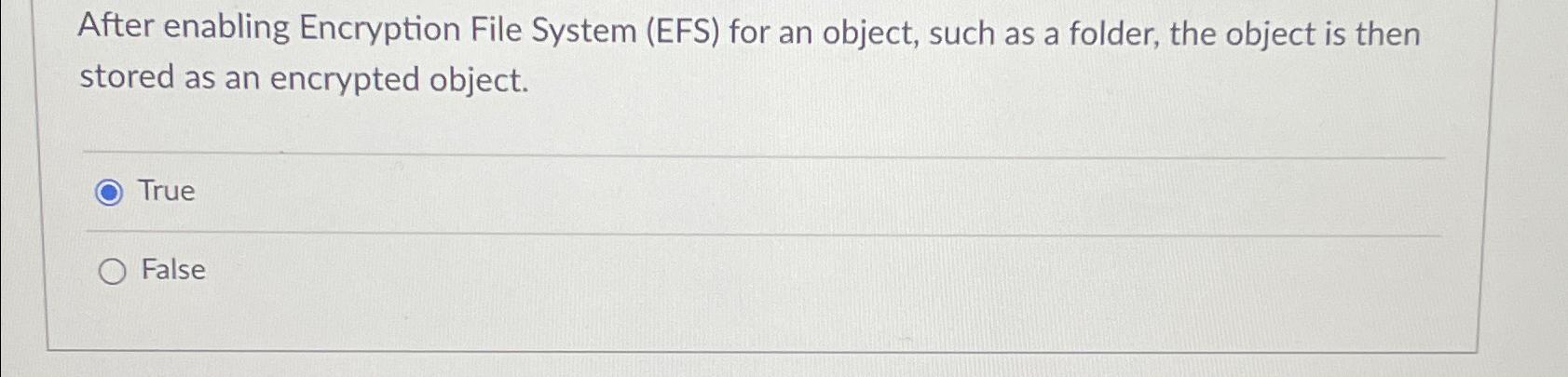 Solved After enabling Encryption File System (EFS) ﻿for an | Chegg.com