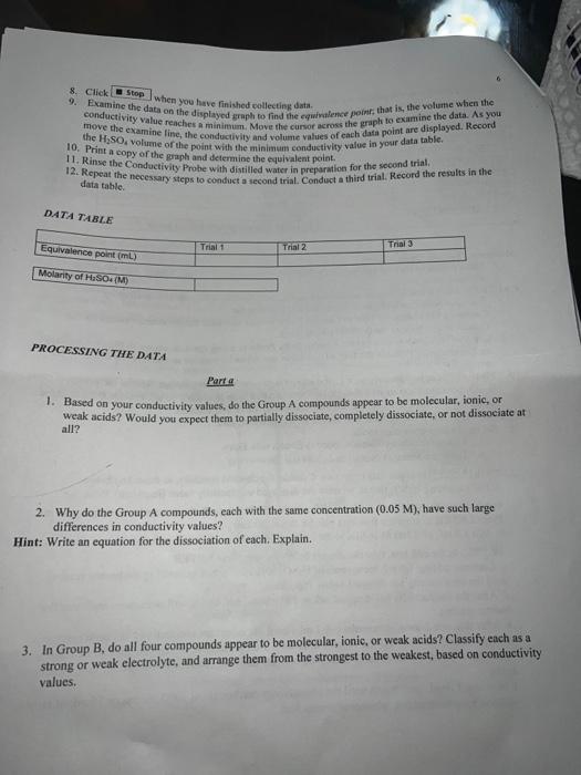 In this experiment, you will monitor conductivity | Chegg.com