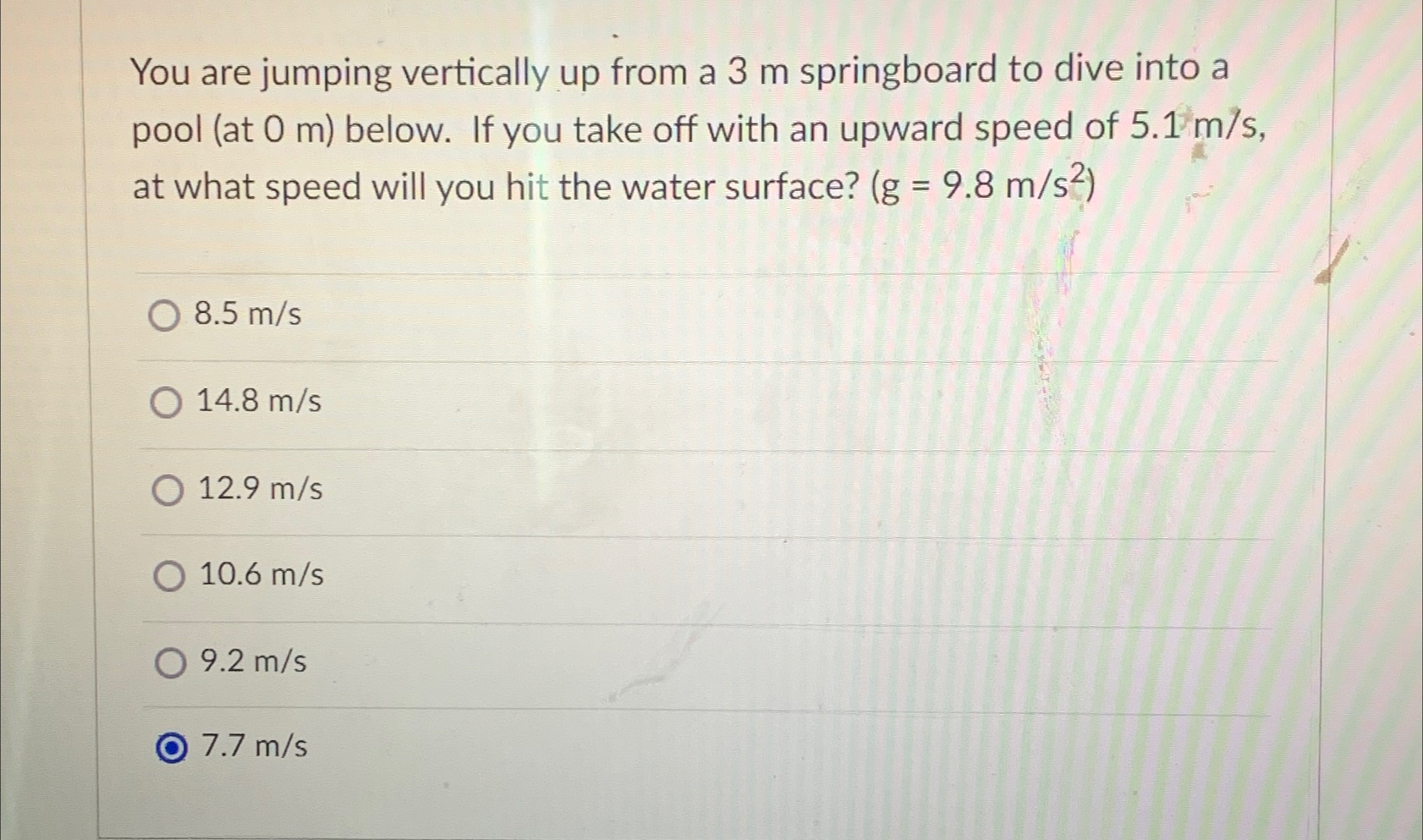Solved You are jumping vertically up from a 3m ﻿springboard | Chegg.com