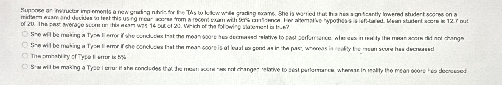 Solved Suppose an instructor implements a new grading rubric | Chegg.com