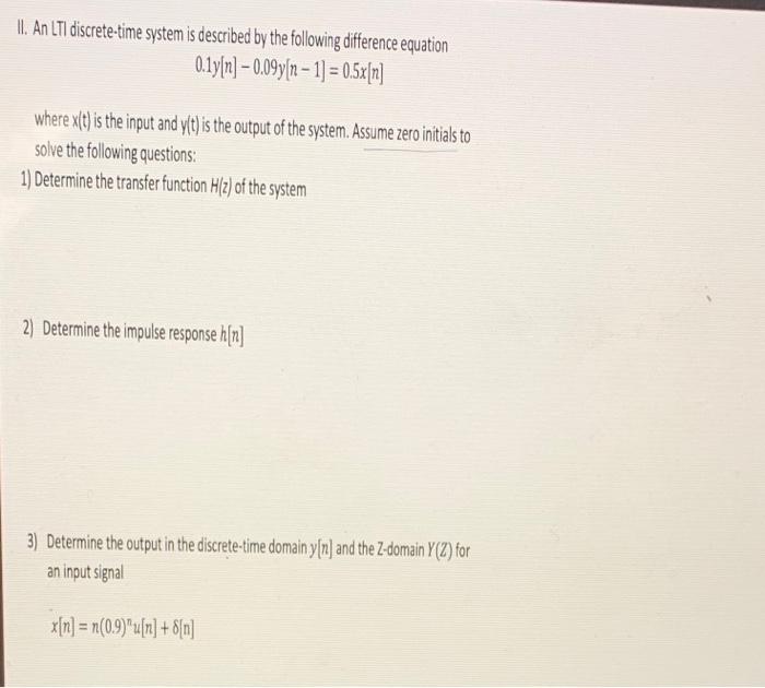 Solved Example: Given an LTI system with the difference | Chegg.com
