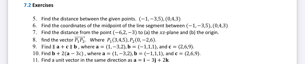 Solved 7.2 ﻿Exercises5. ﻿Find the distance between the given | Chegg.com