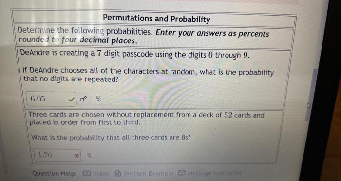 Solved Permutations and Probability Determine the following | Chegg.com