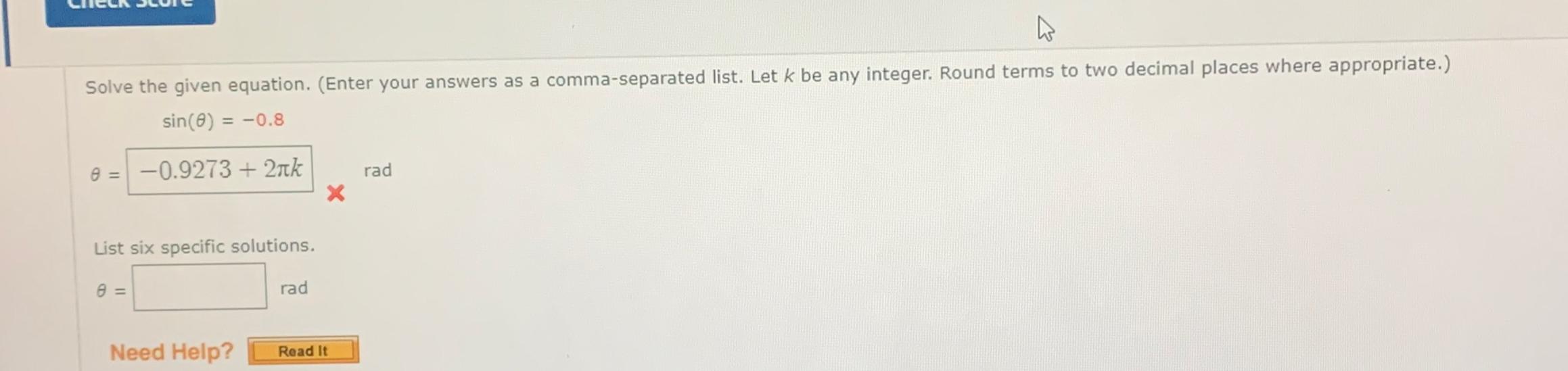 Solved Solve the given equation. (Enter your answers as a | Chegg.com
