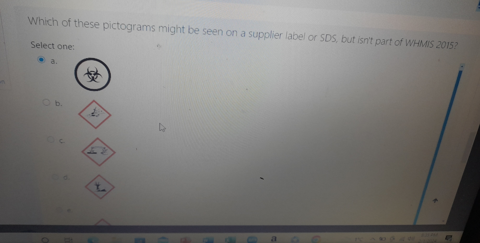 Solved Which of these pictograms might be seen on a supplier | Chegg.com
