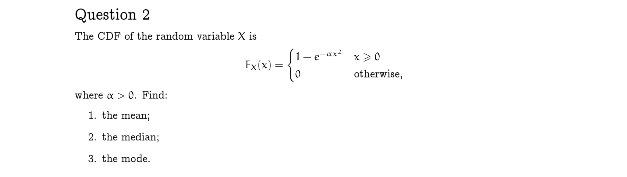 Solved Question 2The CDF of the random variable x | Chegg.com