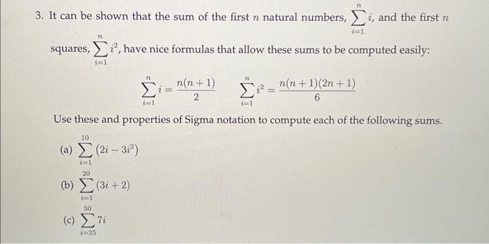 Solved 3. It can be shown that the sum of the first n | Chegg.com