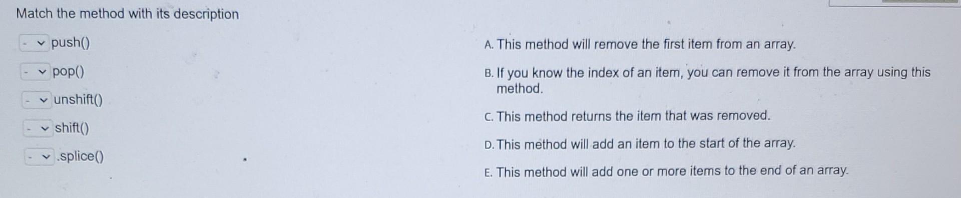 Solved Which of the following choices will remove an item | Chegg.com