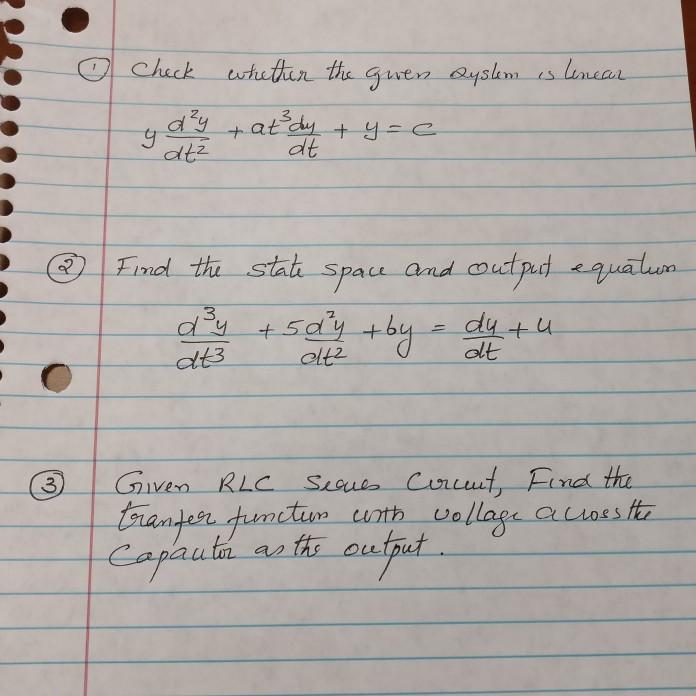 Solved linear Check whether the gwen system at dy + y-c dt | Chegg.com