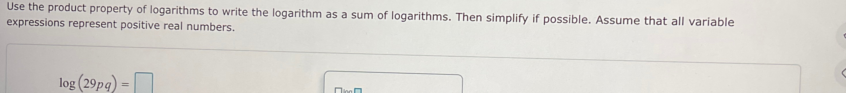 Solved Use the product property of logarithms to write the | Chegg.com