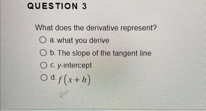 Solved Question 3 What Does The Derivative Represent A