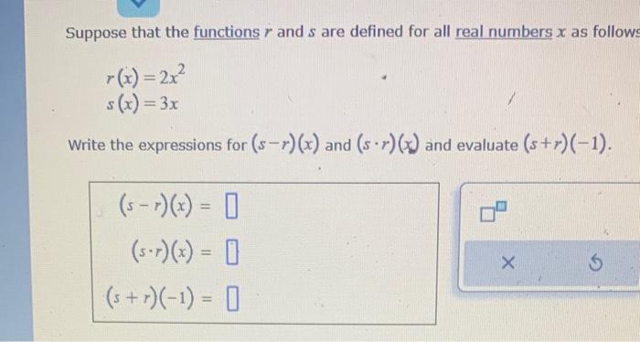 Solved Suppose that the functions r and s are defined for | Chegg.com