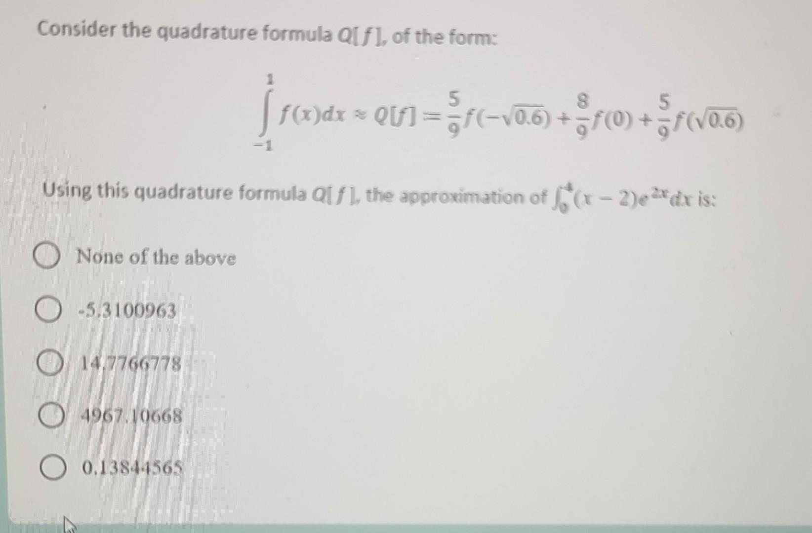 Solved Consider the quadrature formula Q[f], of the form: | Chegg.com