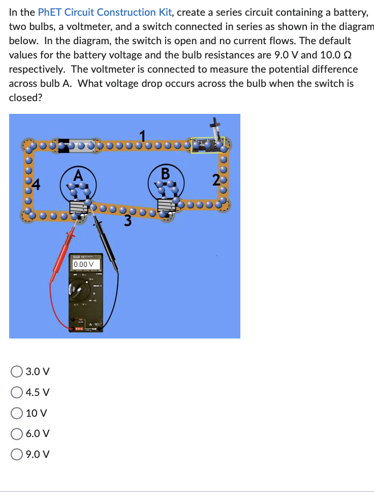 Solved In the PhET Circuit Construction Kit, create a series | Chegg.com