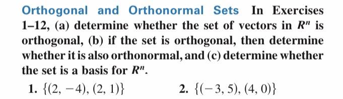 Solved Orthogonal and Orthonormal Sets In Exercises 1-12, | Chegg.com