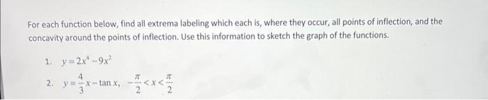 Solved For each function below, find all extrema labeling | Chegg.com
