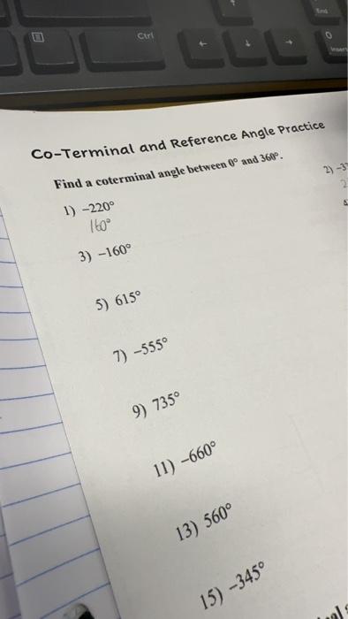 Solved Co-Terminal and Reference Angle Practice Find a | Chegg.com