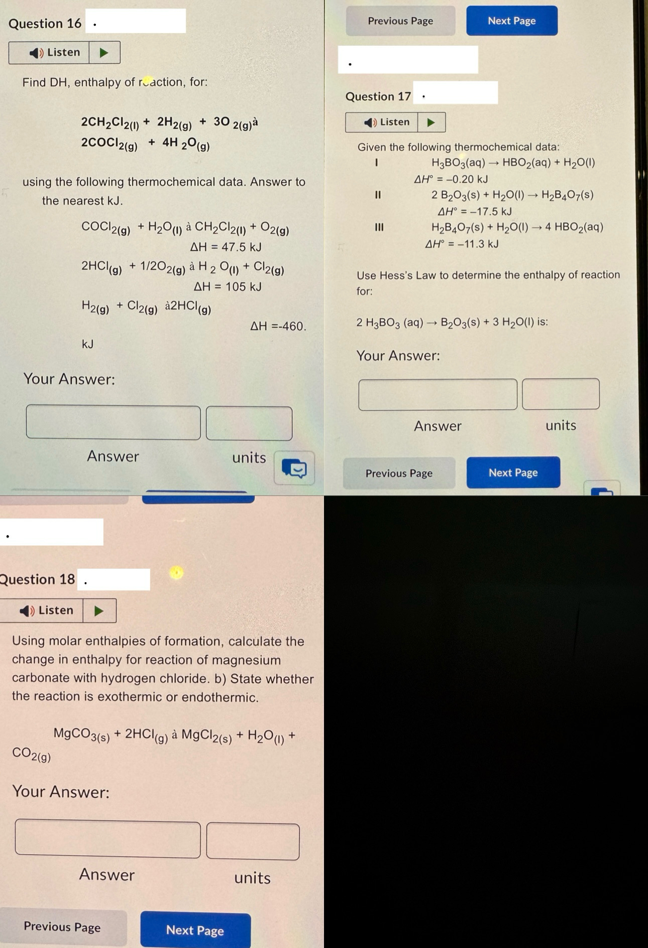 Solved Hello please helo me answer 16-17 ﻿thank you so much! | Chegg.com