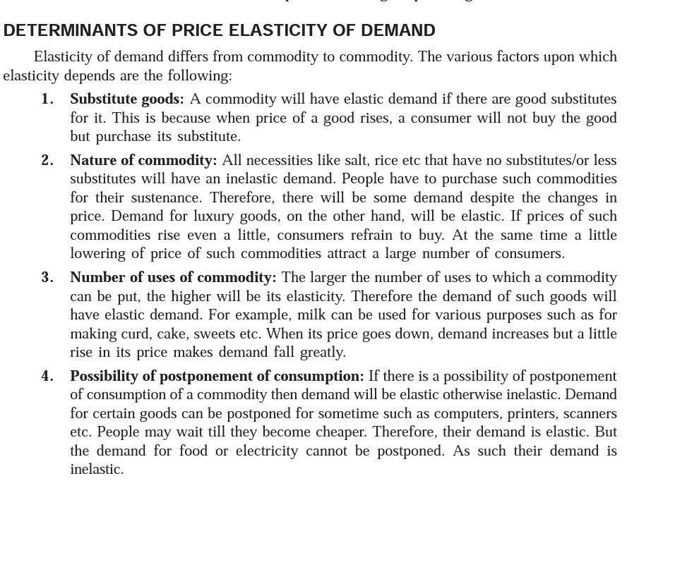 Solved DETERMINANTS OF PRICE ELASTICITY OF DEMAND Elasticity | Chegg.com