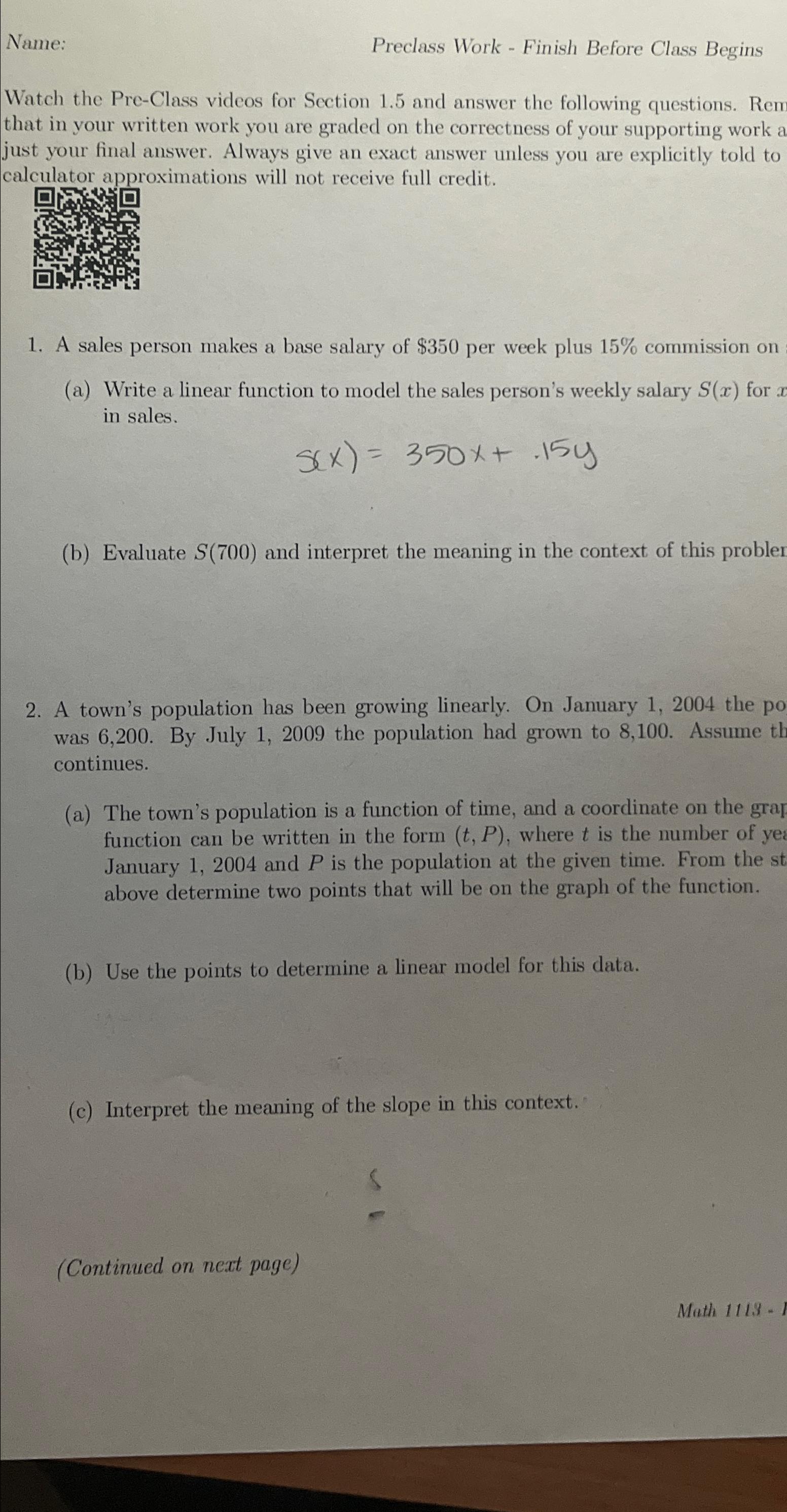 Solved Name:Preclass Work - ﻿Finish Before Class BeginsWatch | Chegg.com