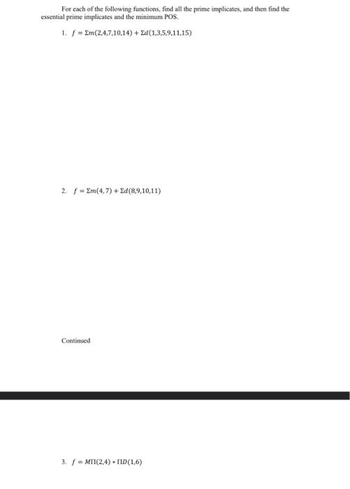 Solved For each of the following functions, find all the | Chegg.com