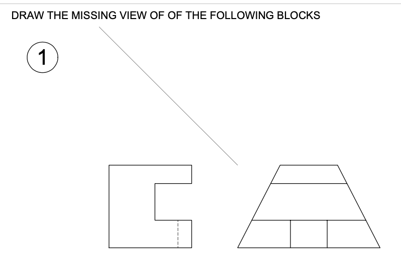Solved DRAW THE MISSING VIEW OF OF THE FOLLOWING BLOCKS | Chegg.com