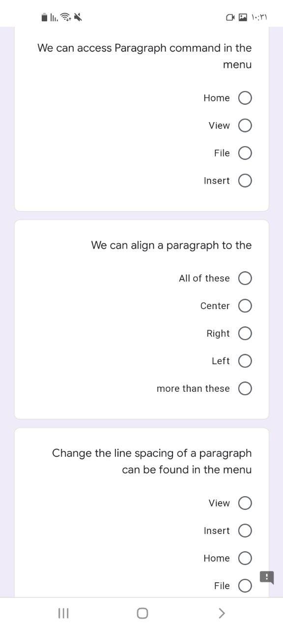 Solved C - ۱۰:۳۱ We can access Paragraph command in the menu | Chegg.com