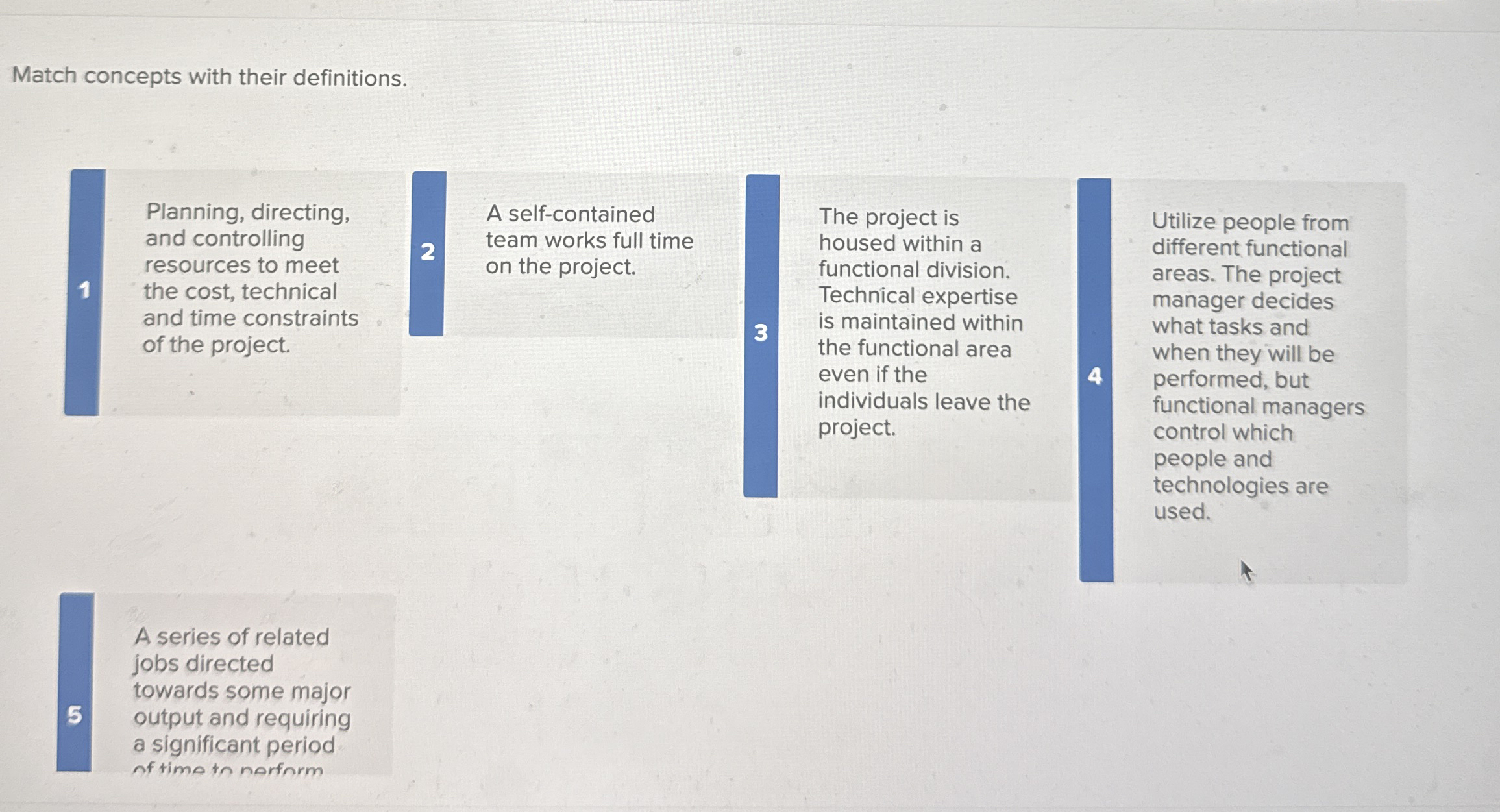 Solved Match concepts with their definitions.Planning, | Chegg.com