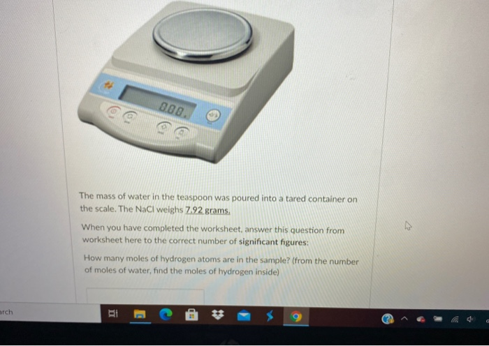 0.00 The mass of NaCl (table salt) in the teaspoon | Chegg.com