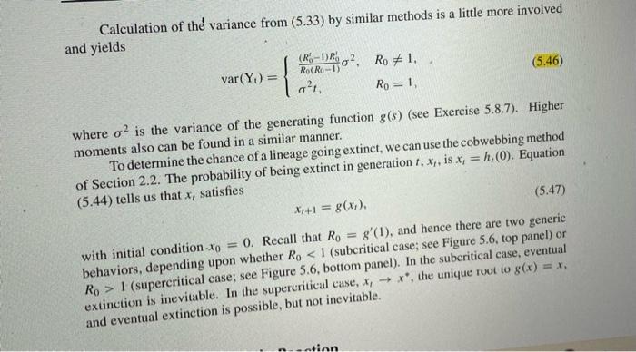 Exercise 5.8.7: Variance for a branching process. | Chegg.com