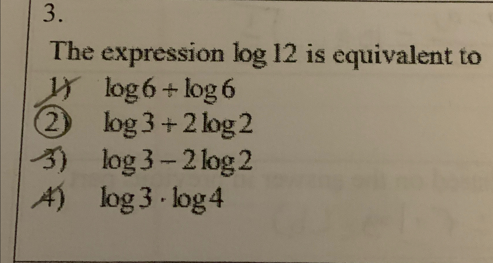 Solved The expression log12 ﻿is equivalent | Chegg.com