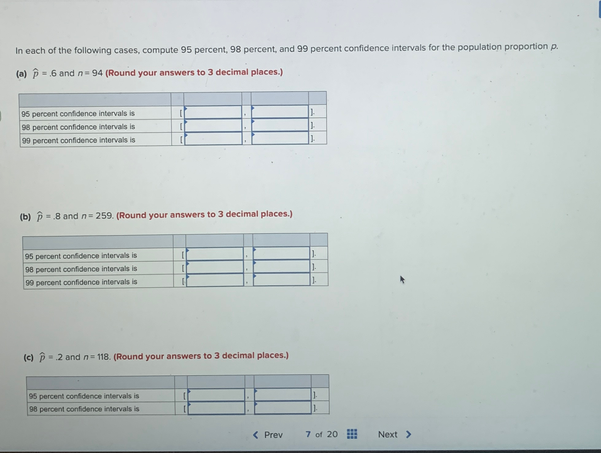 Solved In each of the following cases, compute 95 ﻿percent, | Chegg.com