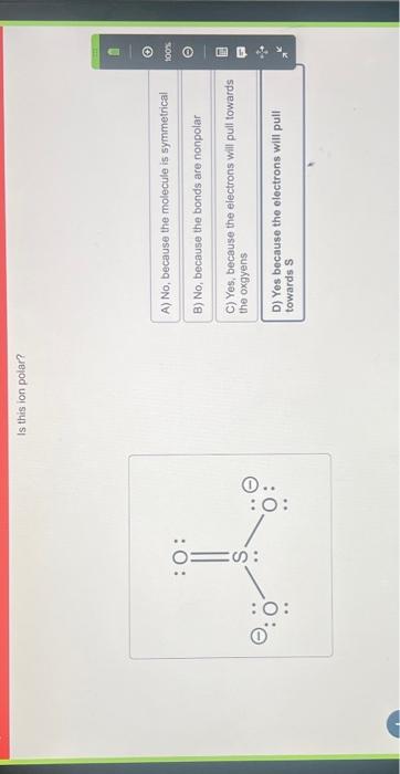 Solved A) No, because the molecule is symmetrical B) No, | Chegg.com