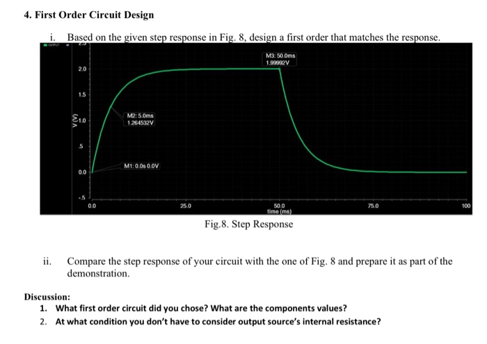 Solved 4. First Order Circuit Design i. Based on the given | Chegg.com