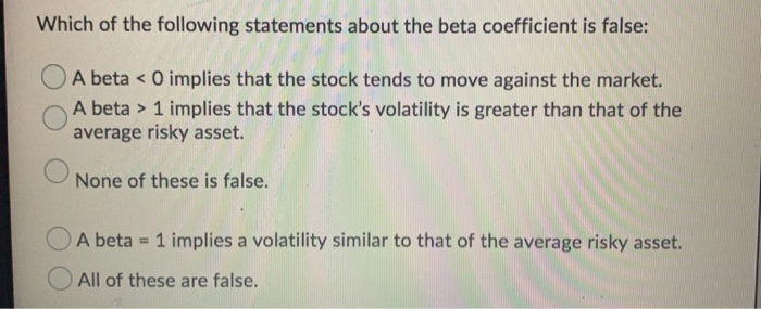 Solved Which of the following statements about the beta | Chegg.com