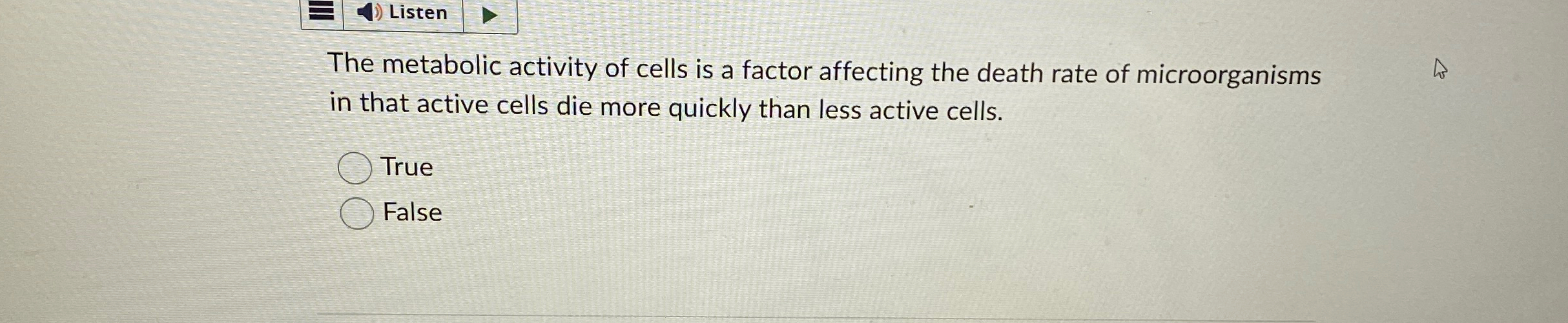 Solved ListenThe metabolic activity of cells is a factor | Chegg.com