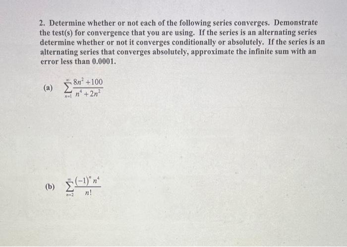 Solved 2. Determine whether or not each of the following | Chegg.com