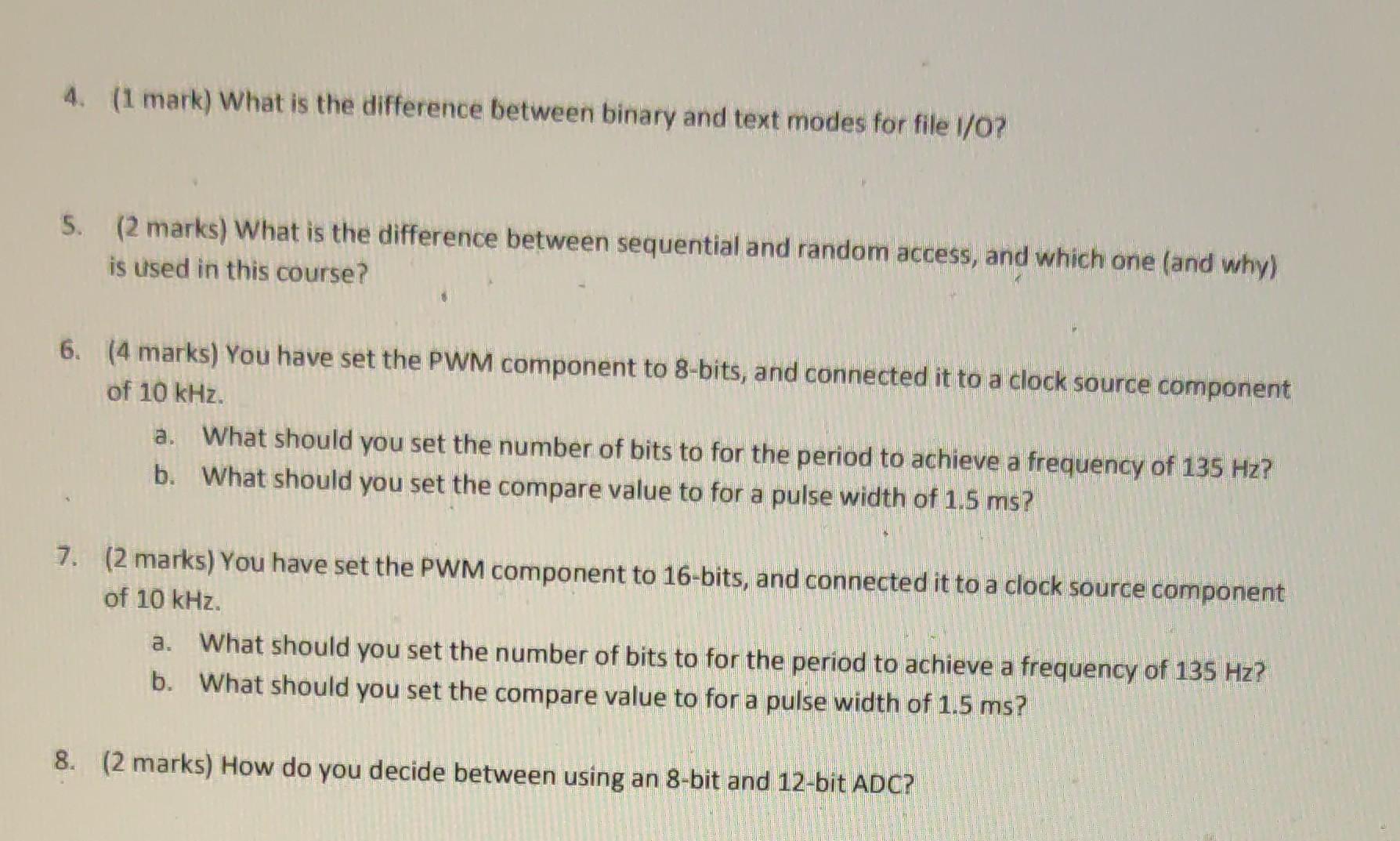 Solved 4. (1 mark) What is the difference between binary and | Chegg.com