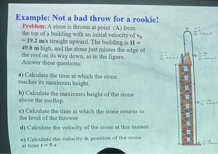 Solved Example: Not a bad throw for a rookie Problem: A | Chegg.com