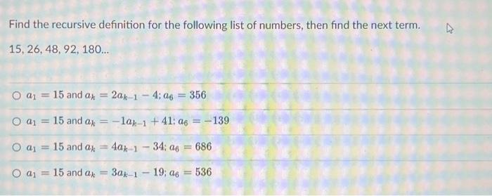 Solved Find the recursive definition for the following list | Chegg.com