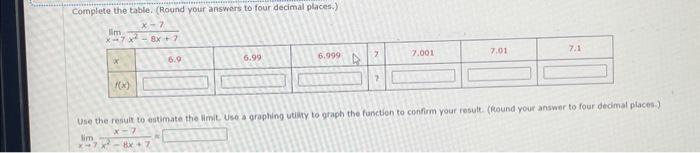 Solved complete the table. (Round your answers to four | Chegg.com