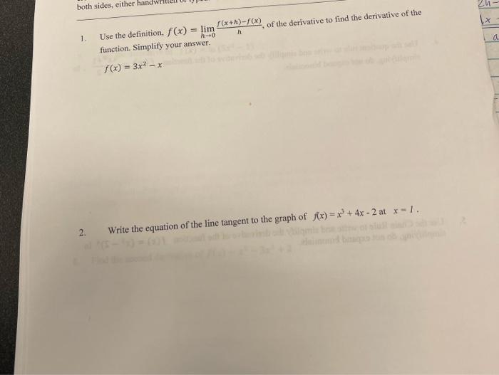 Solved both sides, either han ДИ X 1. h0 Use the definition. | Chegg.com