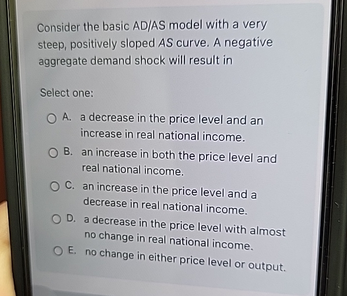 Solved Consider the basic AD/AS model with a very steep, | Chegg.com
