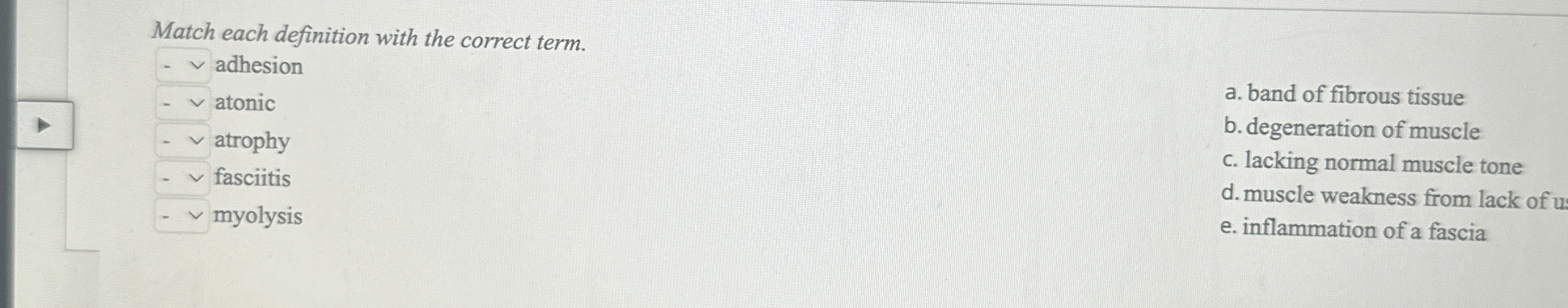 Solved Match each definition with the correct | Chegg.com