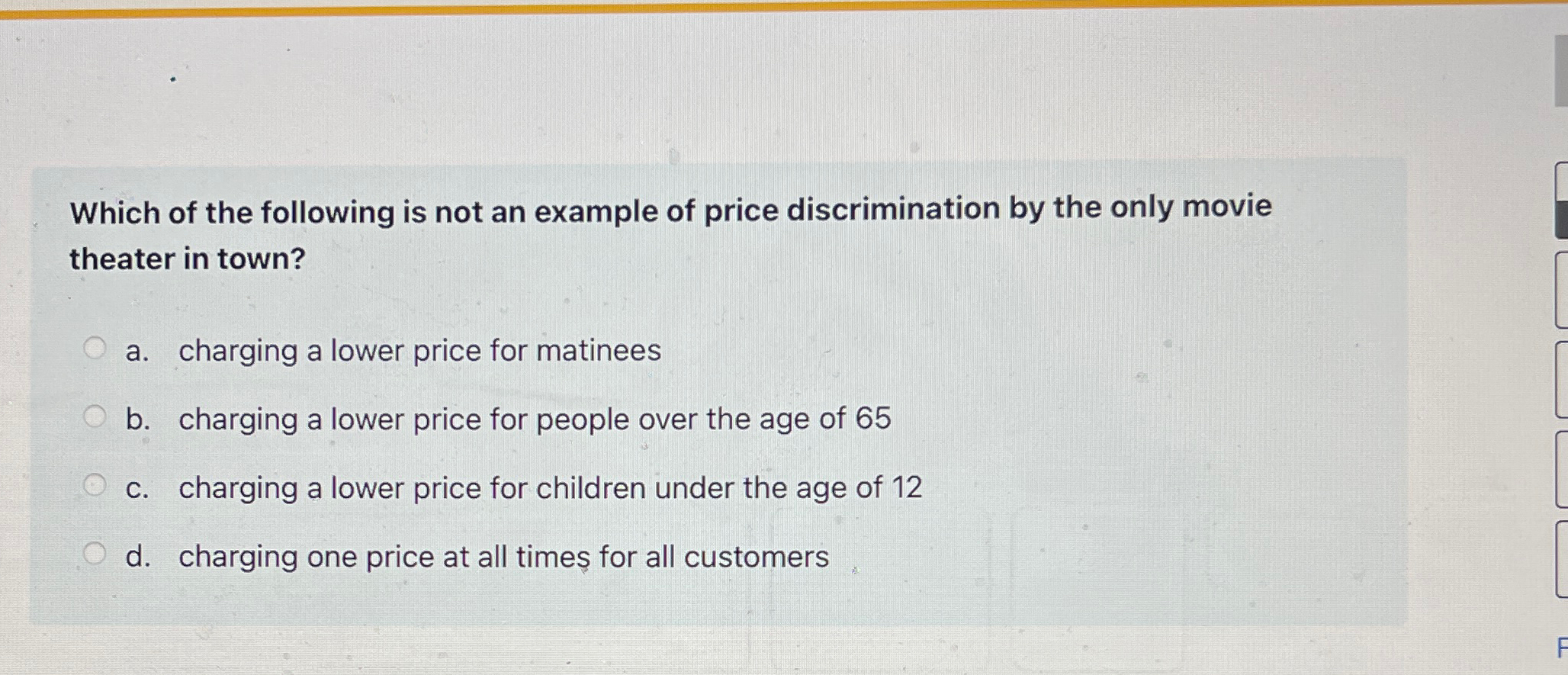 Solved Which of the following is not an example of price | Chegg.com