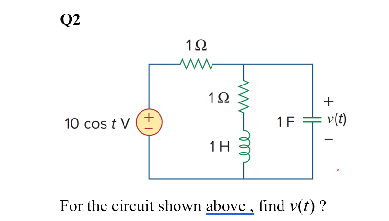 Solved For the circuit shown above, find v(t) ? | Chegg.com