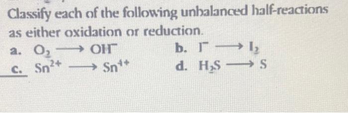 Solved Classify each of the following unbalanced | Chegg.com